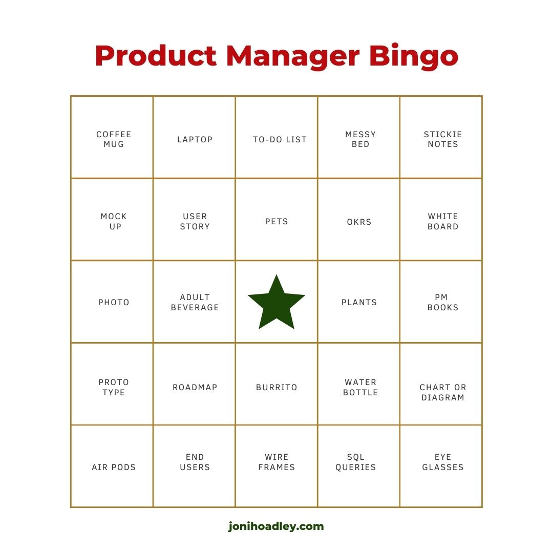 Zoom Bingo Game for Product Managers - Joni Hoadley